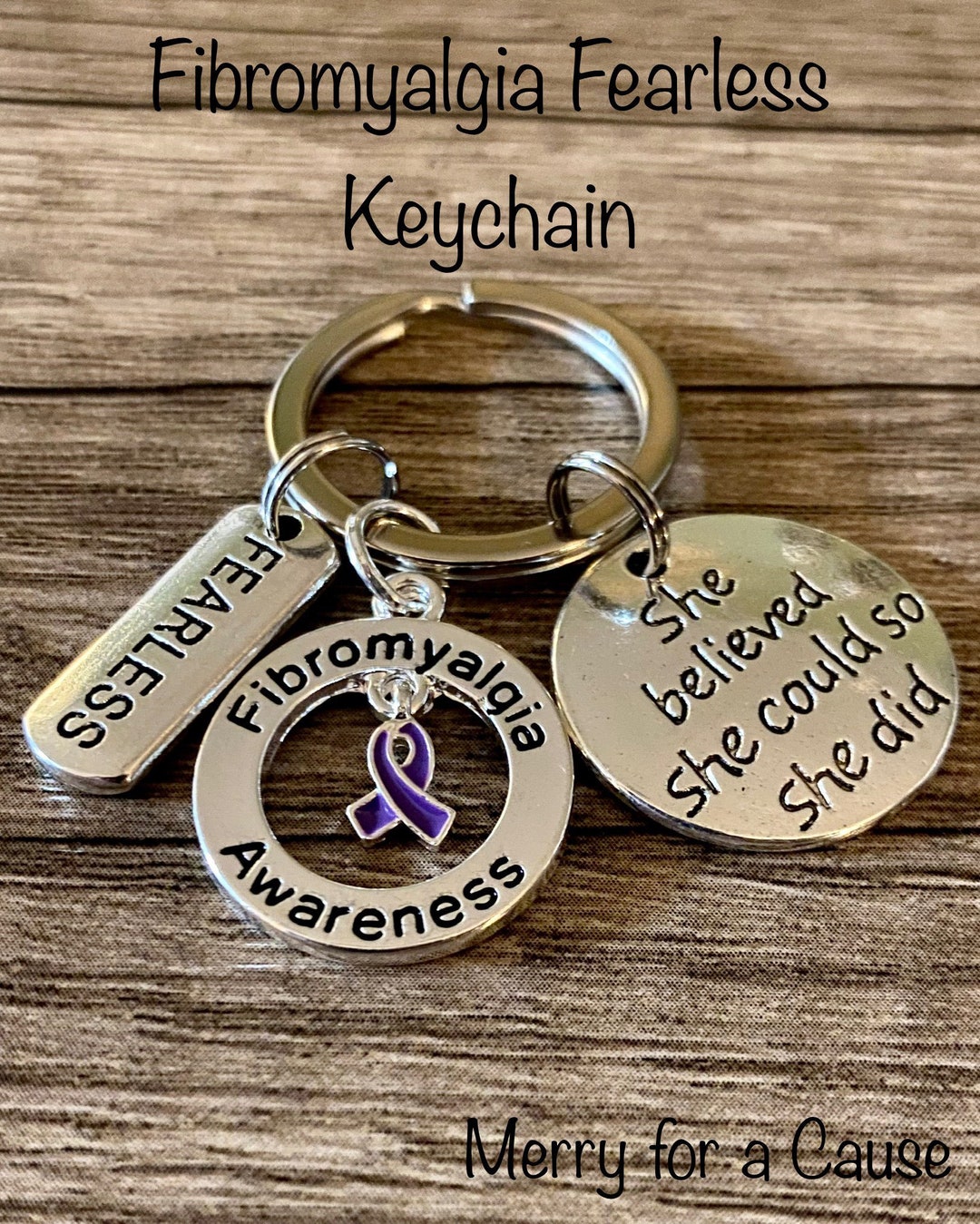 Fibromyalgia Awareness Fearless Keychain - Etsy