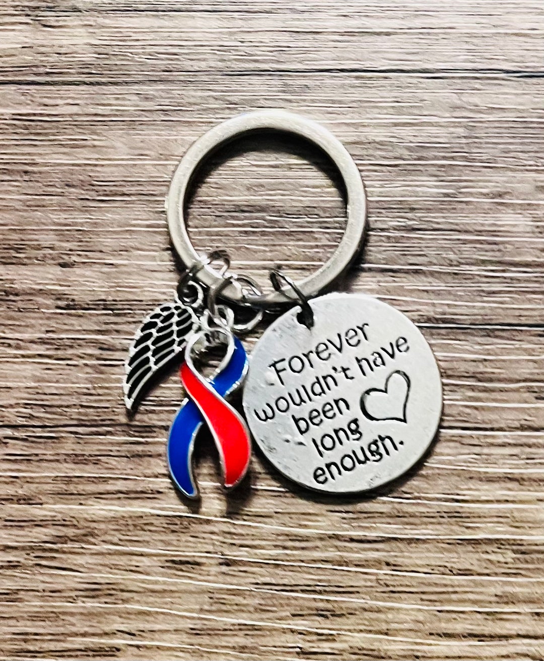 Red and Blue Awareness Ribbon Forever Remembrance Keychain - Etsy