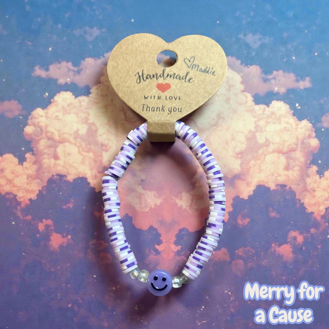 Purple Smiley Elastic Hope Bracelet - Etsy