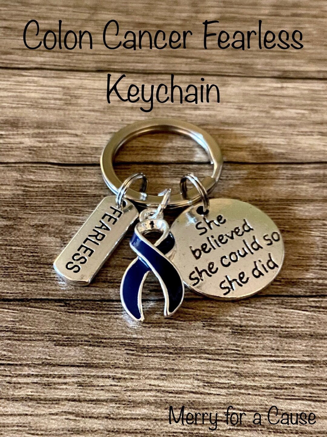 Colon Cancer Awareness Fearless Keychain - Etsy