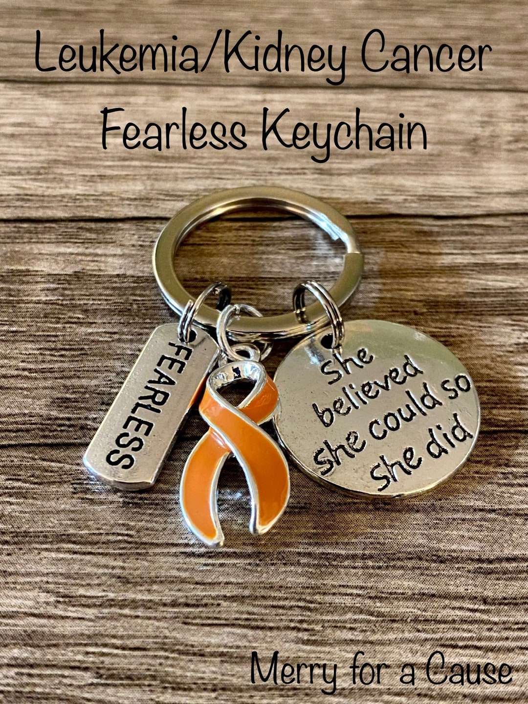 Leukemia / Kidney Cancer Awareness Fearless Keychain - Etsy