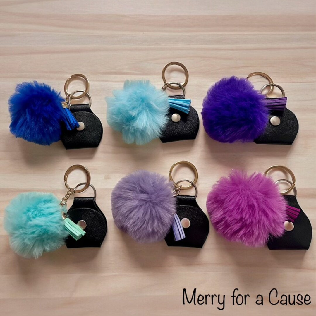 Pocket Hug Keychain With Colored Puff Ball - Etsy