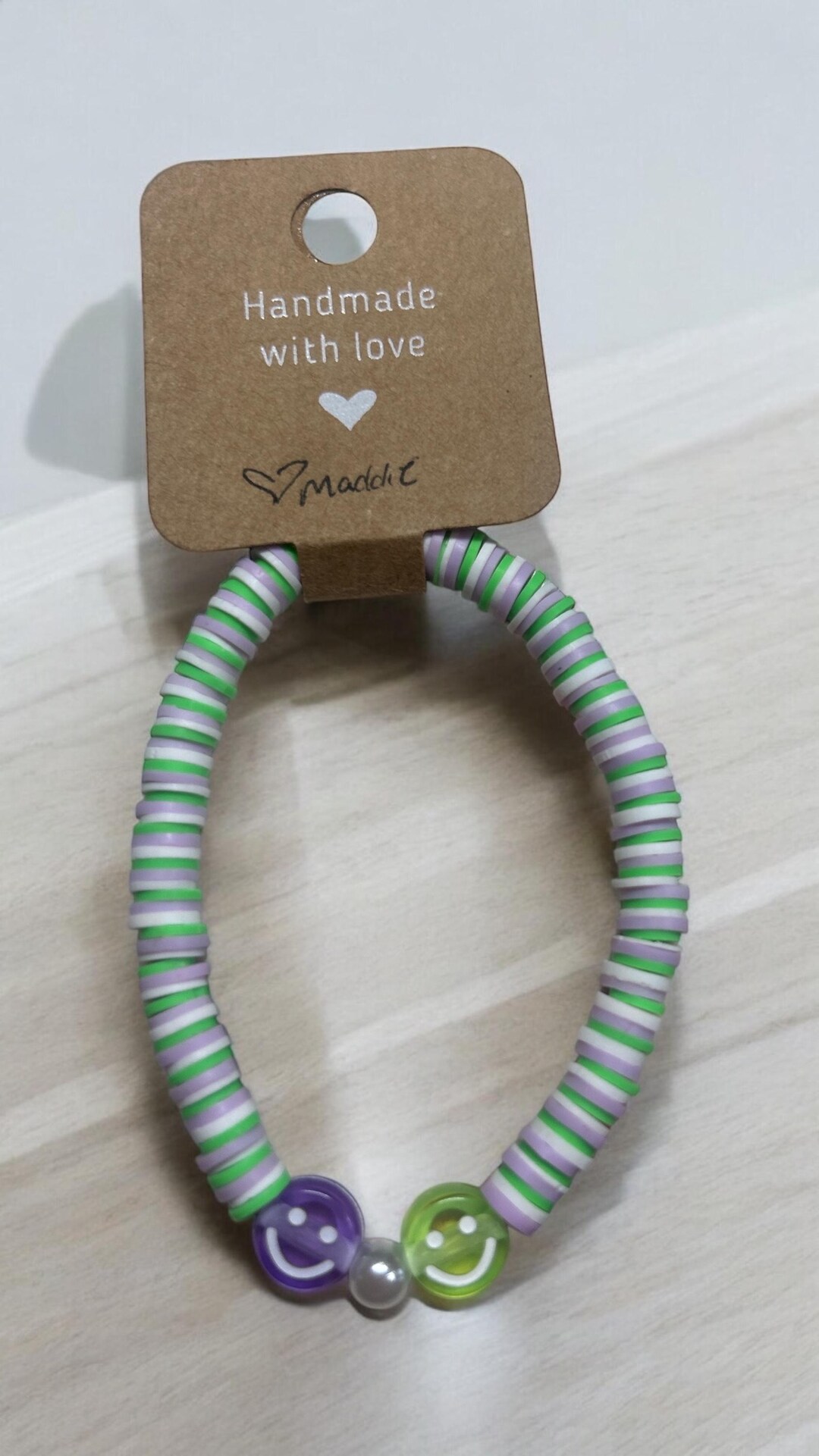 Purple and Green Smiley Elastic Hope Bracelet - Etsy