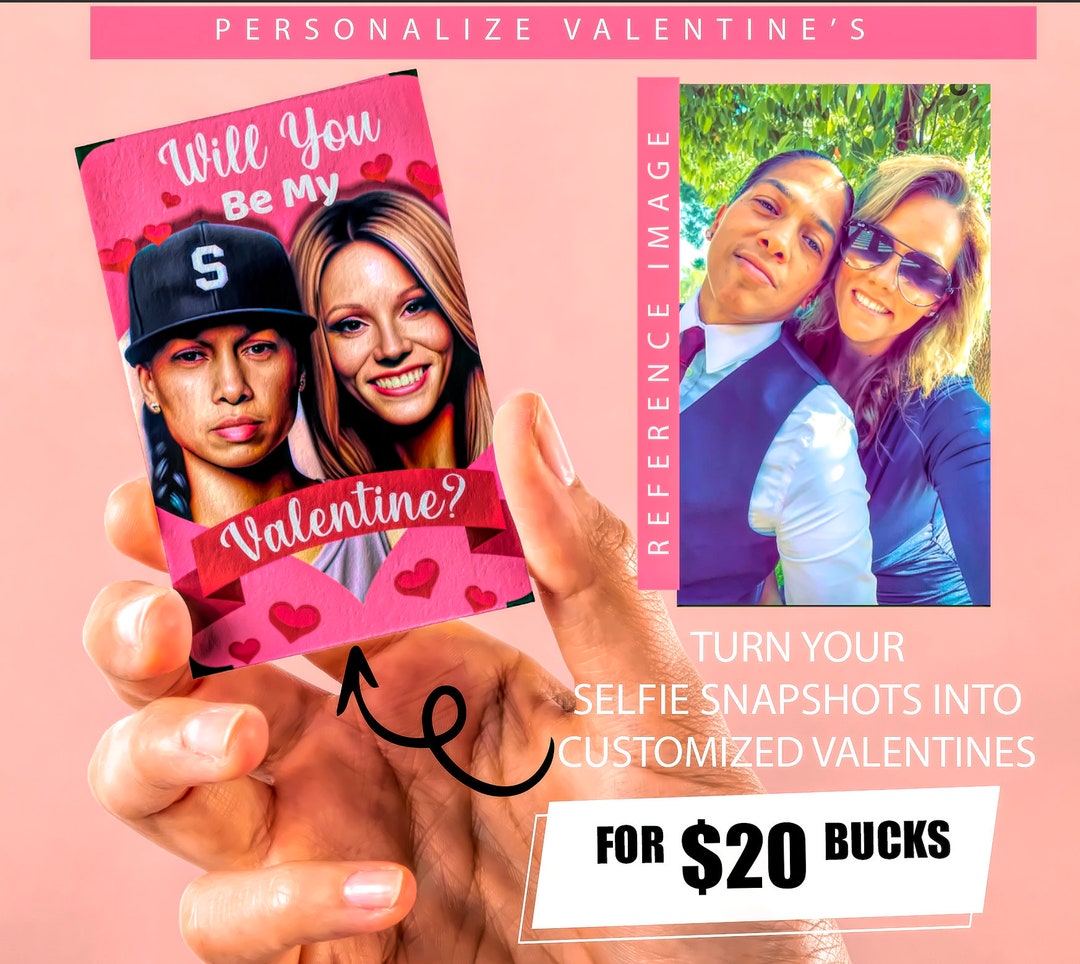 Custom Valentine's Day Couple Portrait, Valentine's Day Gifts ...
