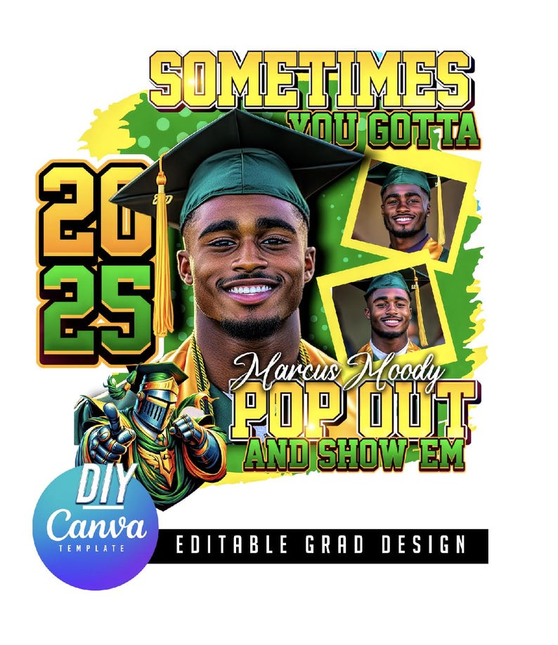 Editable Graduation Canva Template | "pop Out and Show 'em" Grad Fan ...