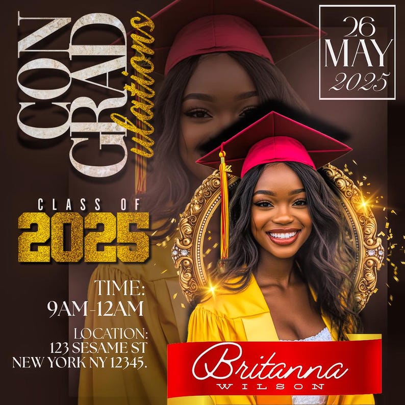 Class of 2025 Graduation Announcement | CANVA EDITABLE TEMPLATE| - Etsy
