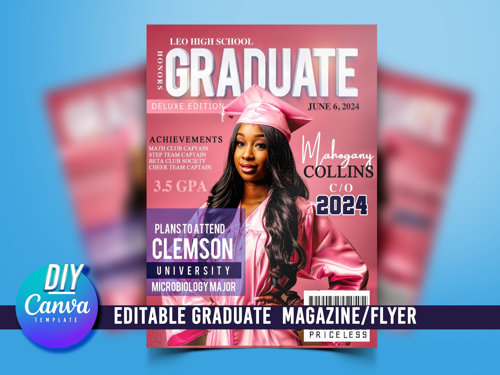 Editable Grad Magazine Cover/invitation - Etsy