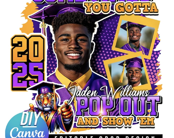 EDITABLE CANVA Grad Template | "pop Out and Show 'em" Grad Fan Design ...