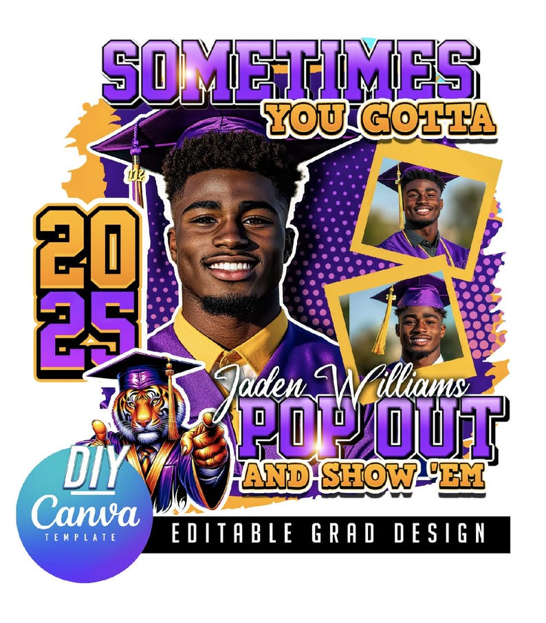 EDITABLE CANVA Grad Template | "pop Out and Show 'em" Grad Fan Design ...