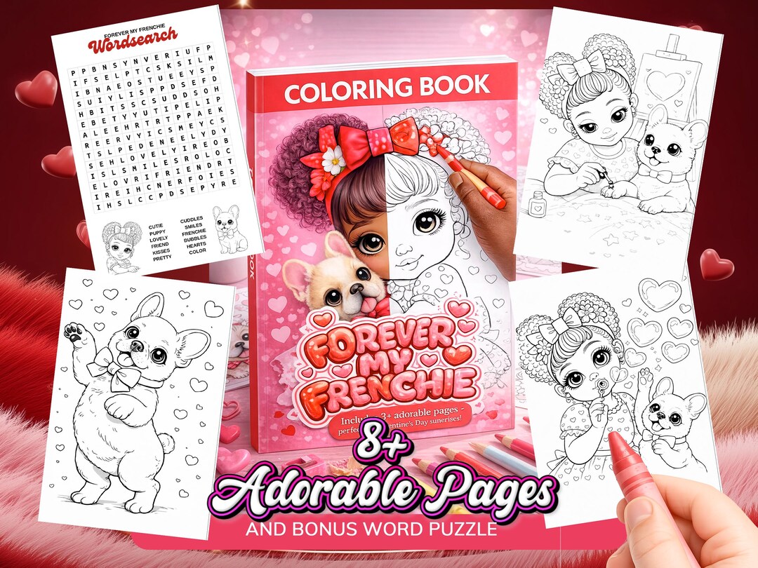PRINTABLE FRENCHIE COLORING Pages | Valentine's Day Coloring Box ...