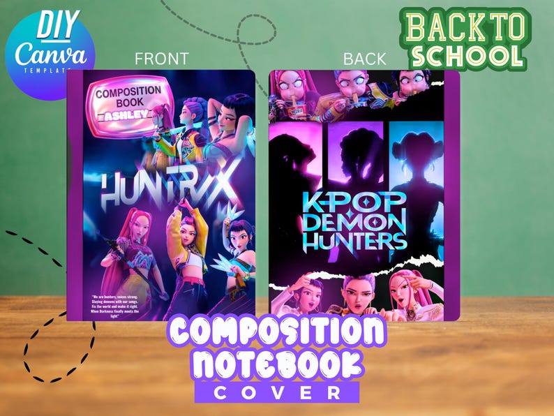 K-pop Demon Hunters HUNTRIX Composition Notebook Cover | DIY Canva ...