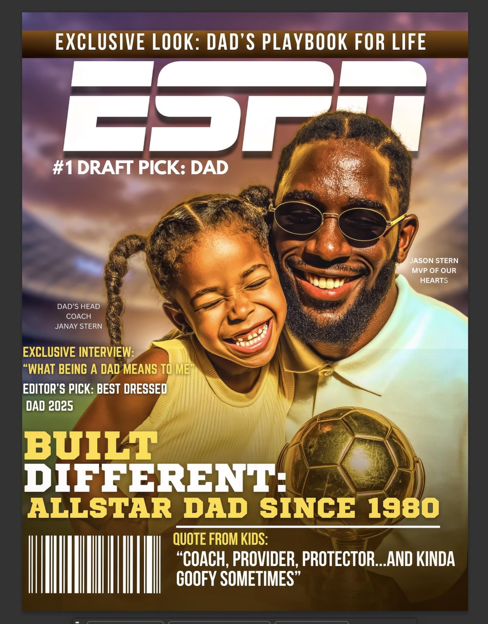 ESPN Style Father’s Day Magazine Cover Canva Template-#1 Draft Pick Dad ...