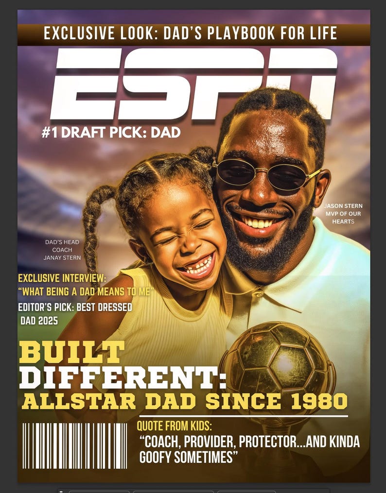 ESPN Style Father’s Day Magazine Cover Canva Template-#1 Draft Pick Dad ...