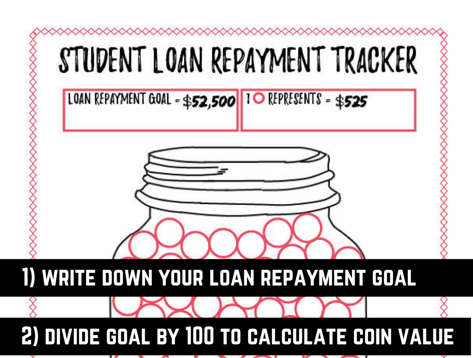 Student Loan Repayment Mason Jar Tracker, Student Debt Payoff, Debt ...