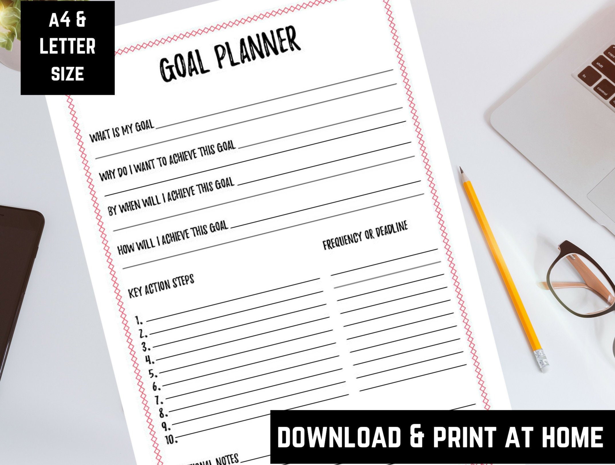 Goal Planner, Goal Chart, Habit Tracker, PDF Instant Download - Etsy