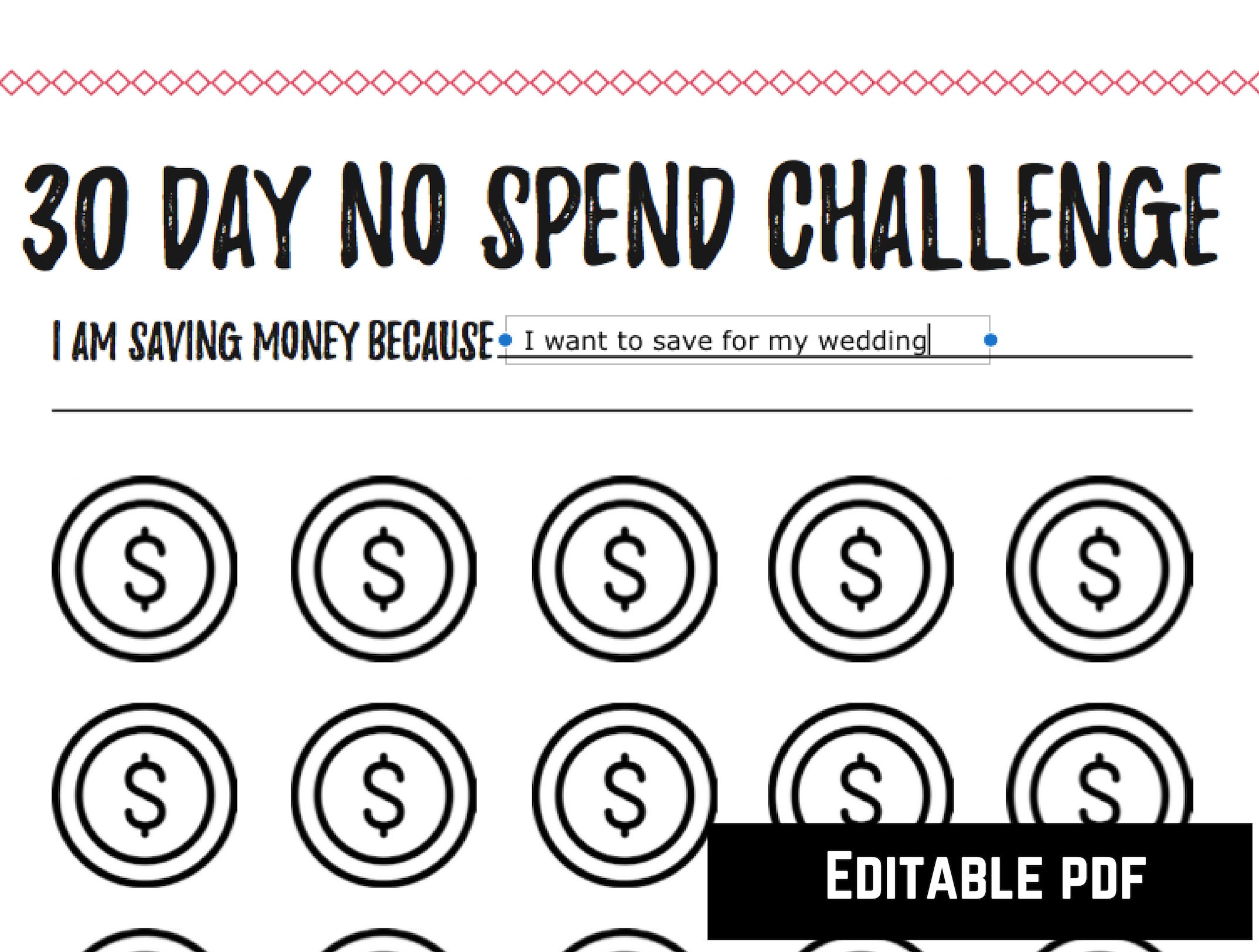 No Spend Challenge Printable Dollar Icon - Etsy