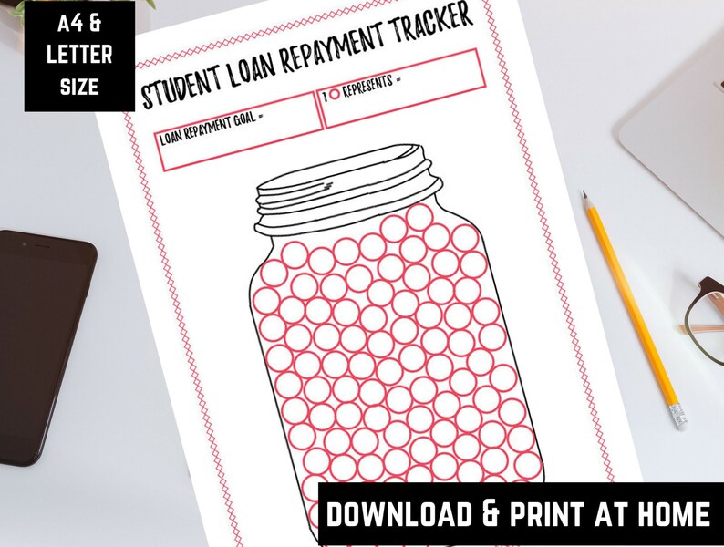 Student Loan Repayment Mason Jar Tracker, Student Debt Payoff, Debt ...