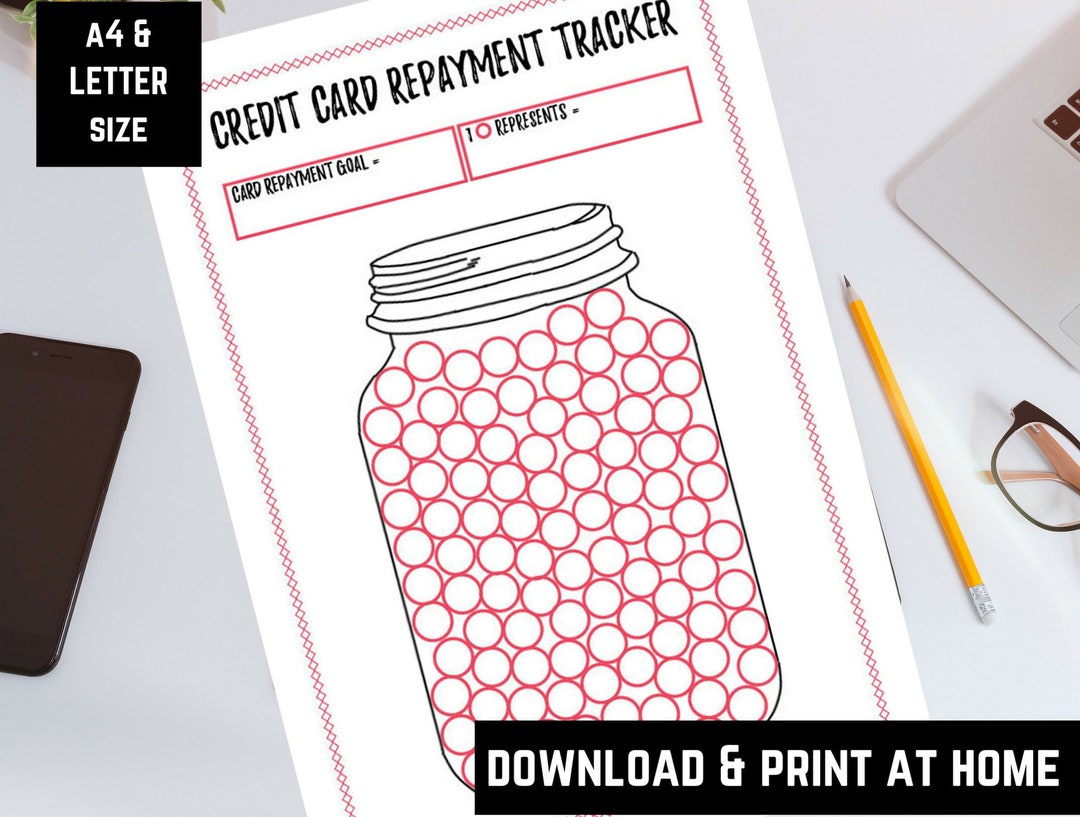 Credit Card Repayment Mason Jar Tracker, Credit Card Debt, Credit Card ...