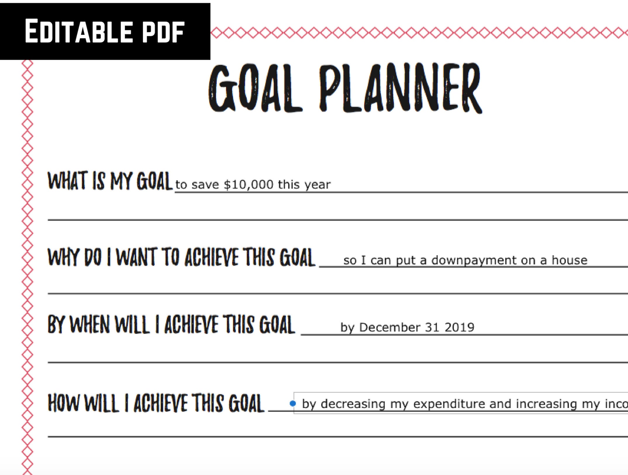 Goal Planner, Goal Chart, Habit Tracker, PDF Instant Download - Etsy