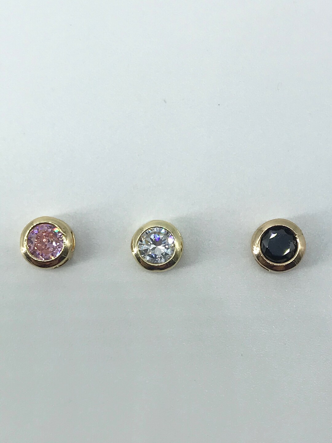 Sliding Bead, Round Flat Disc, Rhinestone, 18K Gold Plated Brass, 7x4mm ...