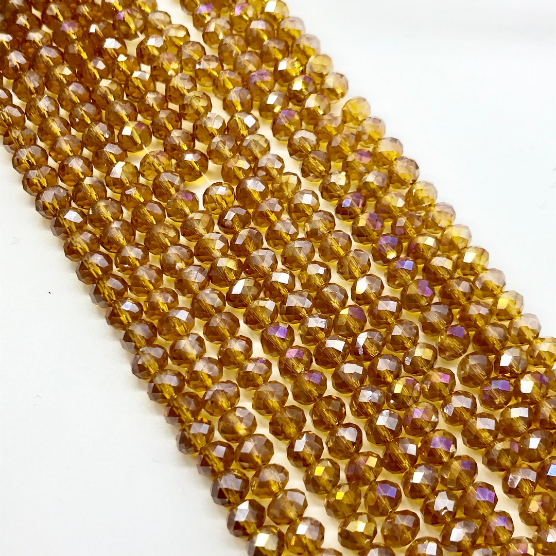 Glass Beads, Faceted, Abacus, 6mm X 4mm, Goldenrod Color, AB Color ...