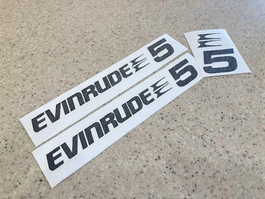Evinrude 5 HP Vintage Outboard Motor Decals Black Vinyl + Free Shipping ...