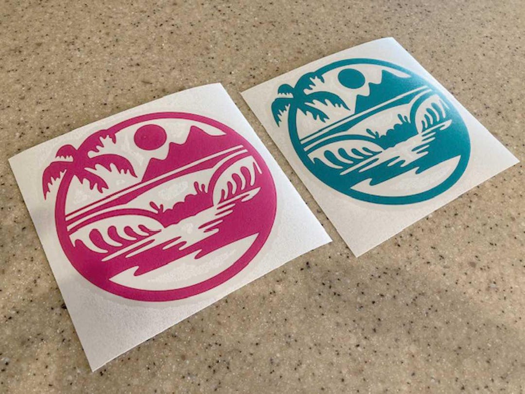 Hawaii Beach Tropical Window Decals 2-pak Pink and Teal 5 Inch Vinyl ...