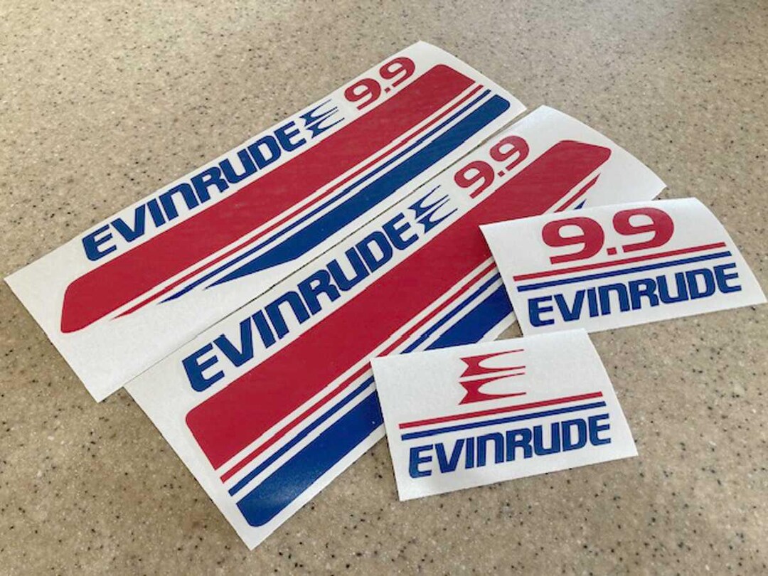 Evinrude Vintage Outboard Motor 9.9 HP Decal Kit Blue and Red + Free ...