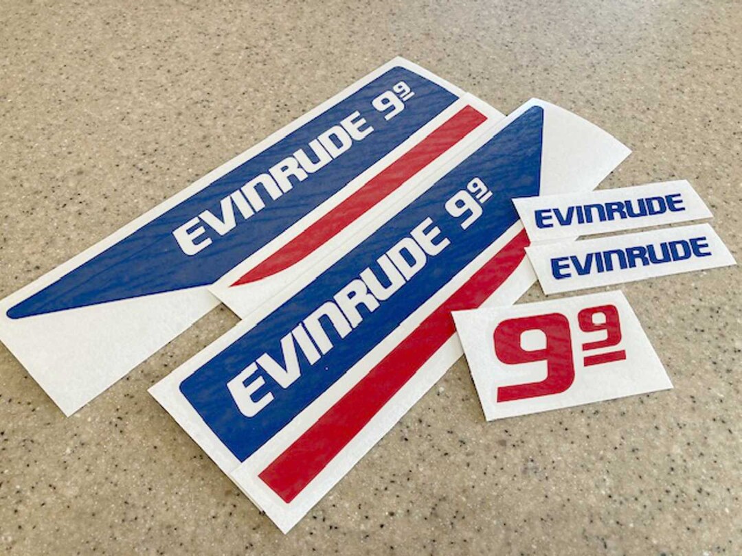 Evinrude Vintage Outboard Motor 9.9 HP Decal Kit Vinyl Blue and Red ...