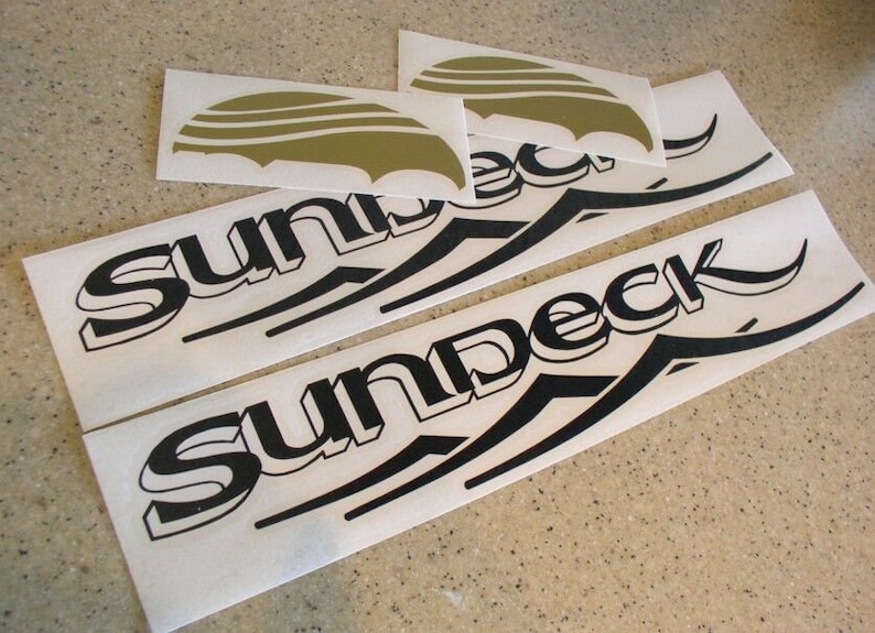 Sea Ray Sundeck Vintage Boat Decals Replacement Black and Gold + FREE ...