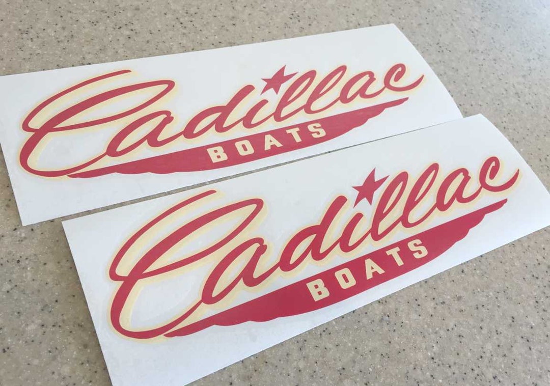 Cadillac Vintage Fishing Boat or Trailer Decals Die-cut Vinyl 13" 2-pak ...