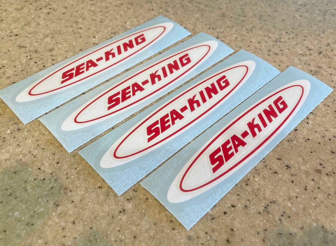 Sea-king Vintage Boat Trailer Decals Die-cut Vinyl 6" 4-pak Red and ...