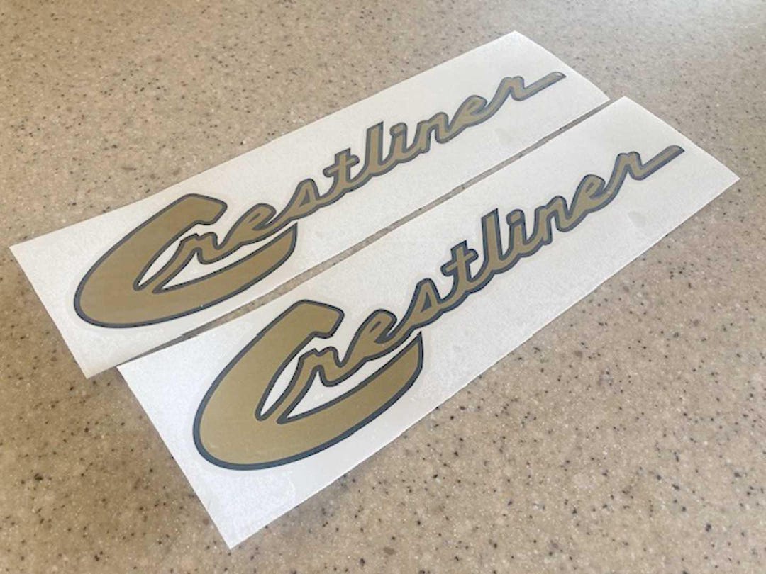 Crestliner Vintage Boat Decals Gold and Black Pair 12" Vinyl + Free ...