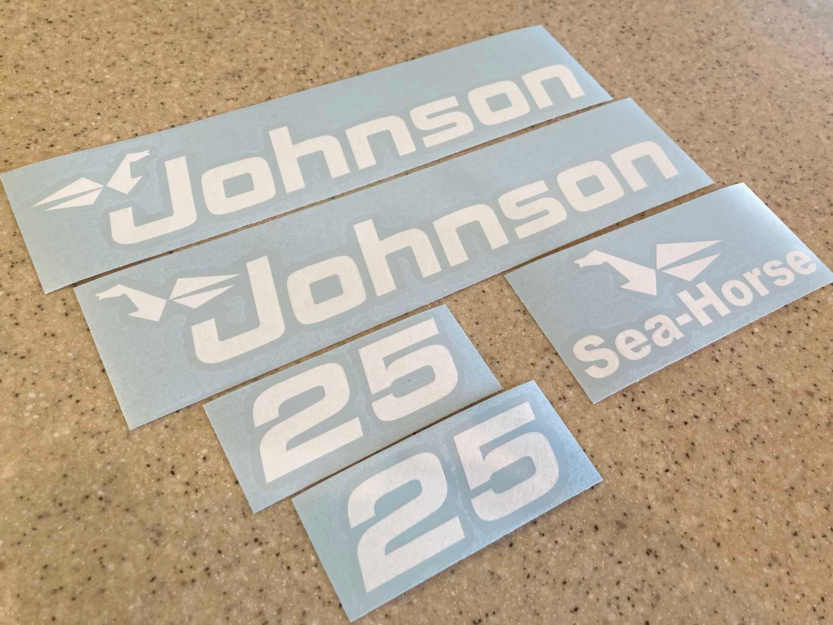 Johnson Vintage 25 HP Outboard Motor Decal Kit White Vinyl FREE ...