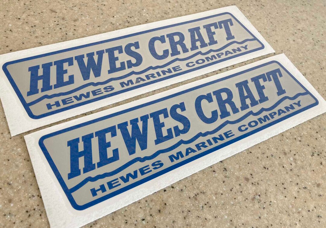 Hewes Craft Vintage Fishing Boat or Trailer Decals Die-cut Vinyl 10" 2 ...