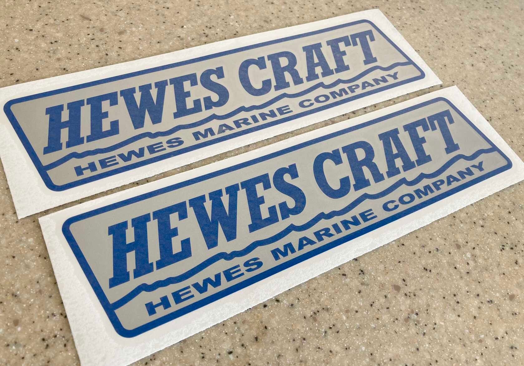 Hewes Craft Vintage Fishing Boat or Trailer Decals Die-cut Vinyl 10" 2 ...