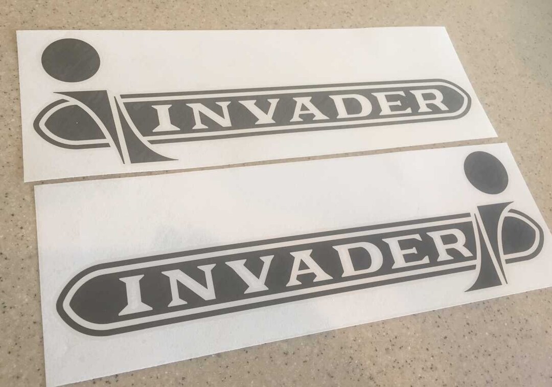 Invader Vintage Fishing Boat or Trailer Decals Die-cut Vinyl 18" 2-pak ...