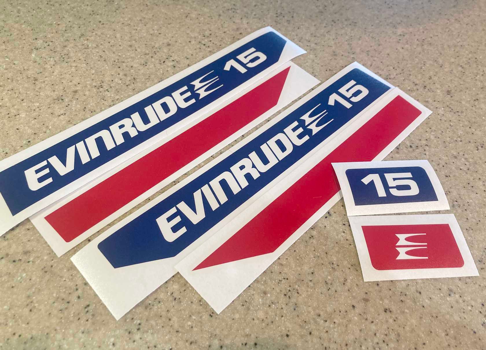 Evinrude Vintage Outboard Motor 15 HP Decal Kit Navy Blue and Red Free ...