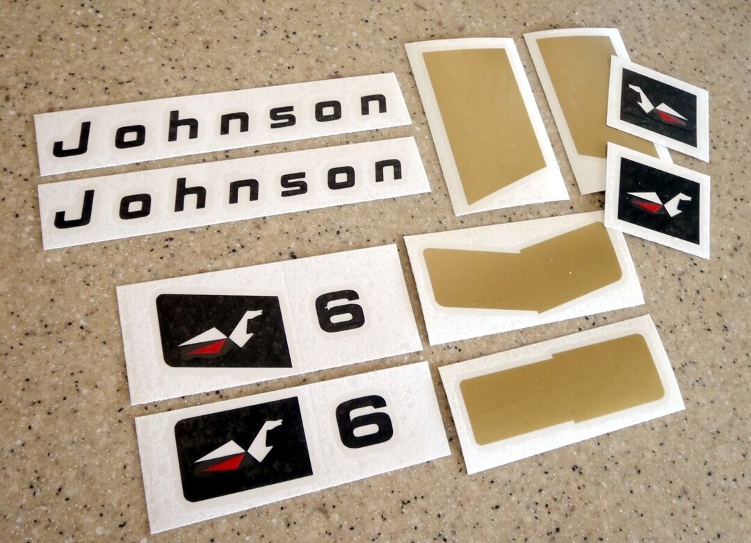 Vintage Johnson 4 HP Outboard Motor Decal Kit Black and Gold FREE ...