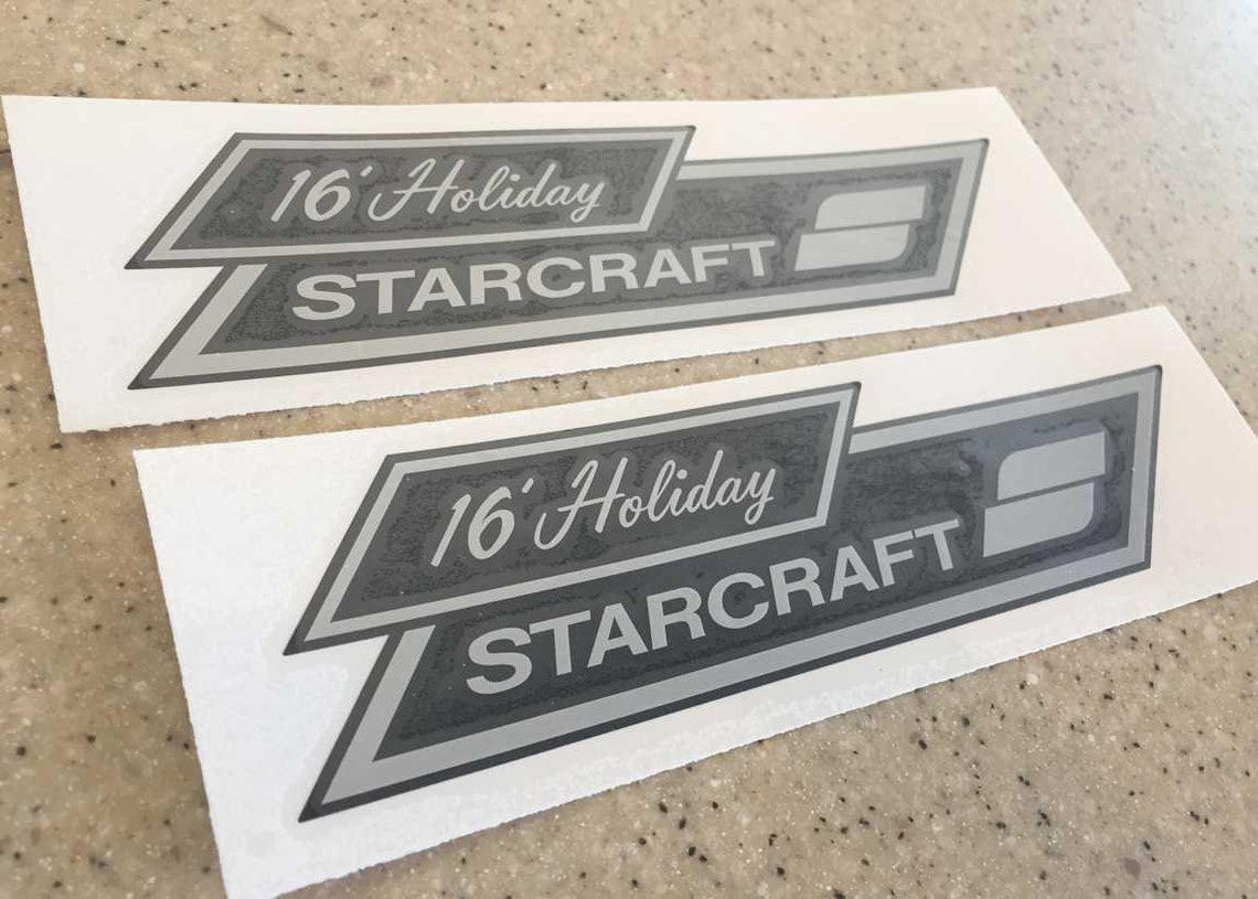 Starcraft Holiday 16' Vintage Fishing Boat Decals Black and Silver ...