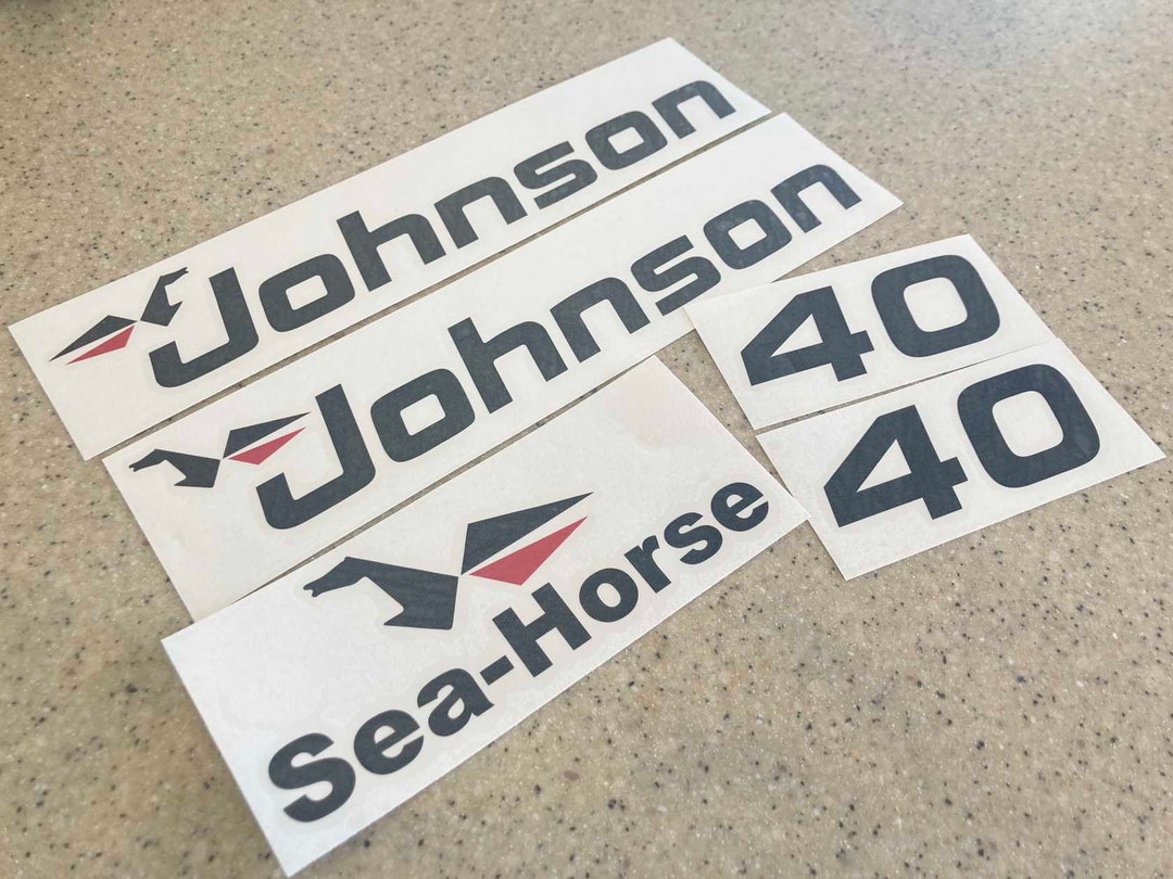 Vintage Johnson 40 HP Outboard Motor Decal Kit Black and Red + FREE ...