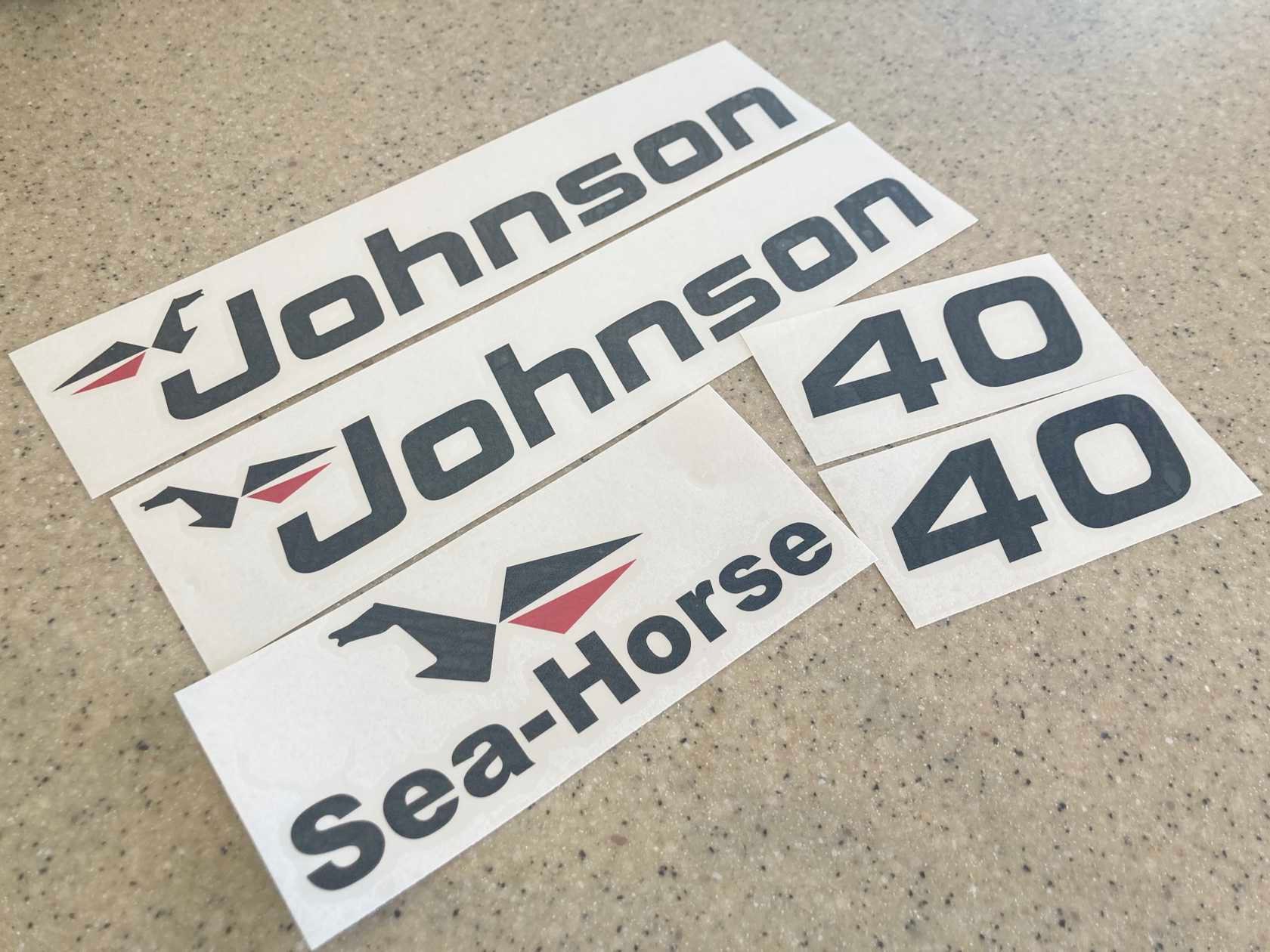 Vintage Johnson 40 HP Outboard Motor Decal Kit Black and Red + FREE ...