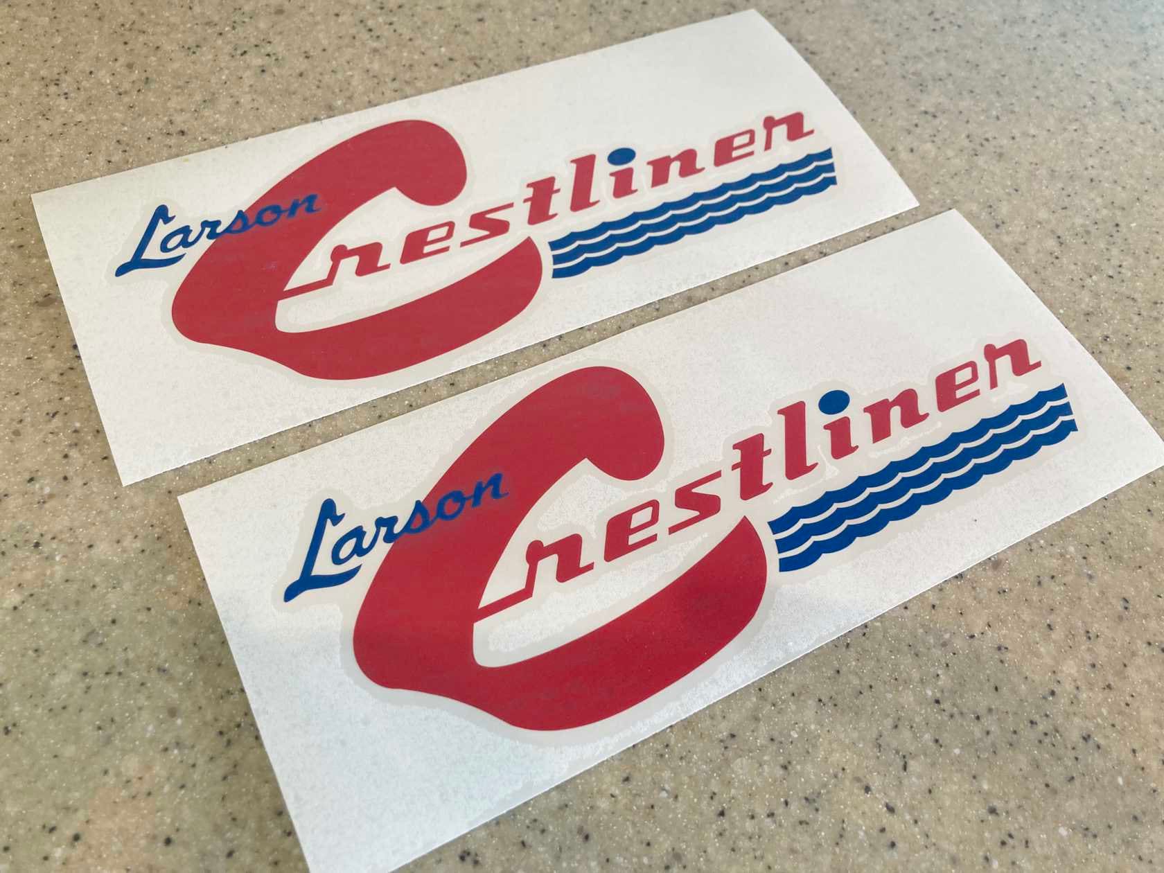 Crestliner Larson Vintage Boat Decals Red and Blue 12" Pair Die-cut ...