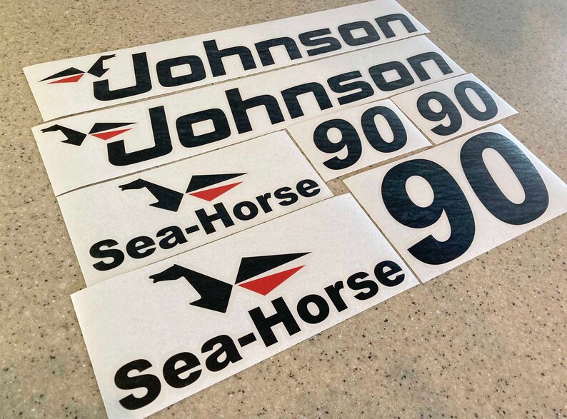 Vintage Johnson 90 HP Outboard Motor Decal Kit Black and Red | Etsy