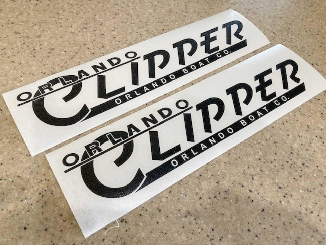 Orlando Clipper Vintage Boat Decals Black Vinyl 11" Pair + FREE ...
