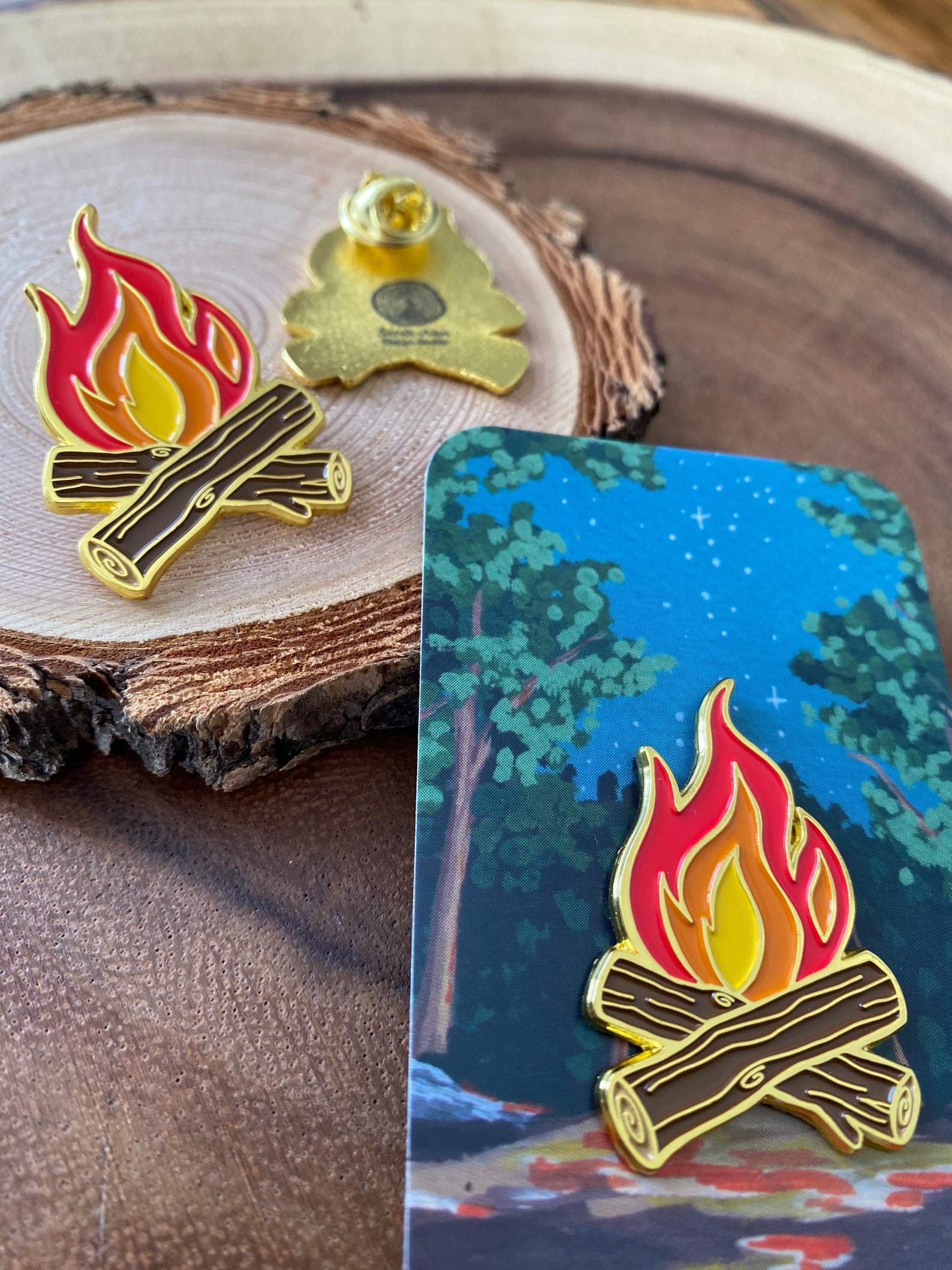 Cozy Campfire Enamel Pin for Nature Lovers - Etsy