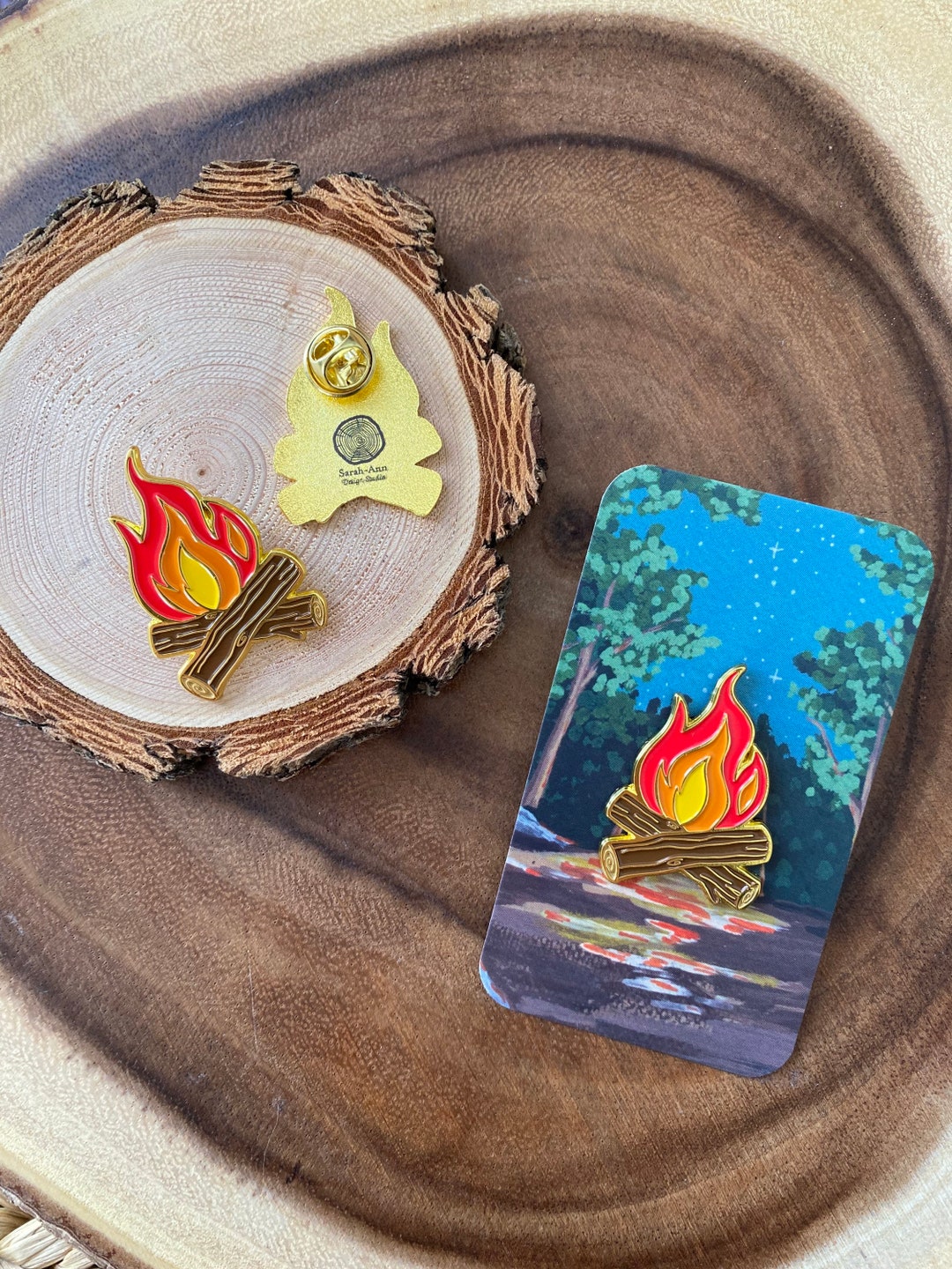 Cozy Campfire Enamel Pin for Nature Lovers - Etsy
