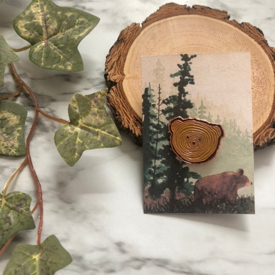 Tree Ring Bear Enamel Pin - Etsy