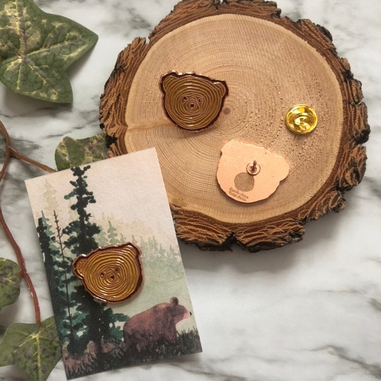 Tree Ring Bear Enamel Pin - Etsy