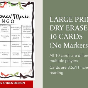 LARGE PRINT (visually Impaired) Hallmark Christmas Movie Bingo Dry ...